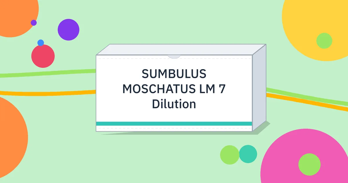 Symbolbild: Packung mit der Aufschrift SUMBULUS MOSCHATUS LM 7 Dilution (PZN 13210727) – Verfügbarkeit und Bezug in Apotheken in Frankfurt am Main