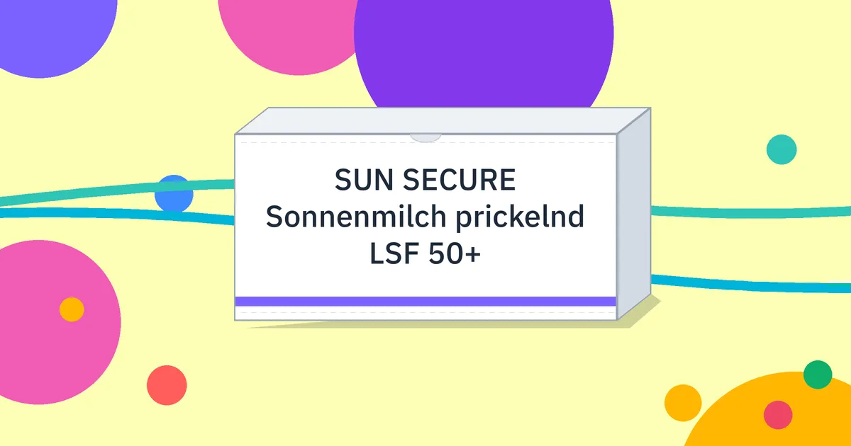 Symbolbild: Packung mit der Aufschrift SUN SECURE Sonnenmilch prickelnd LSF 50+ (PZN 20788355) – Verfügbarkeit und Bezug in Apotheken in Frankfurt am Main
