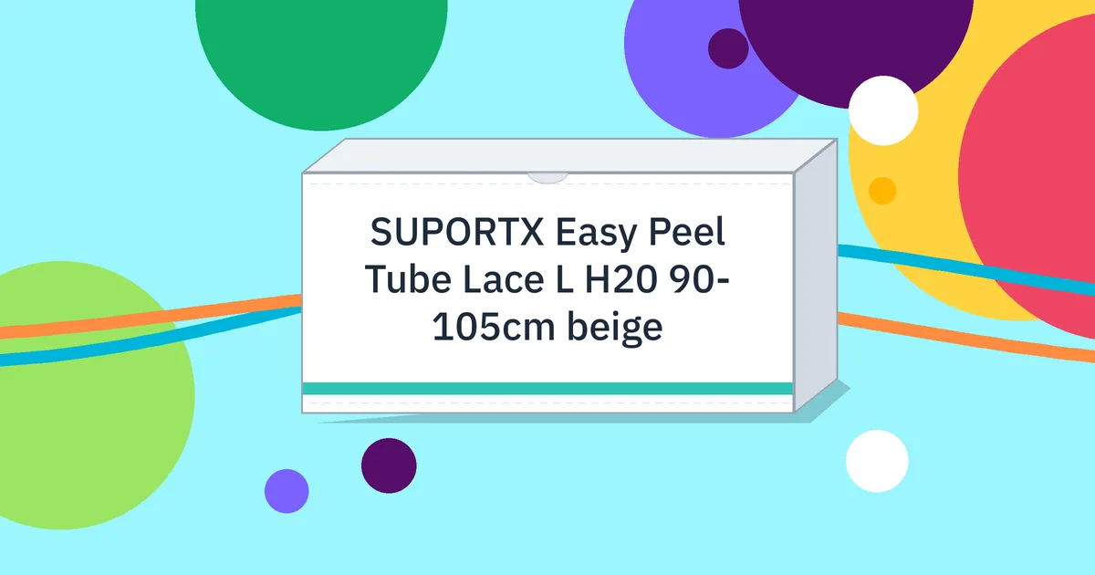 Symbolbild: Packung mit der Aufschrift SUPORTX Easy Peel Tube Lace L H20 90-105cm beige (PZN 09486984) – Verfügbarkeit und Bezug in Apotheken in Frankfurt am Main