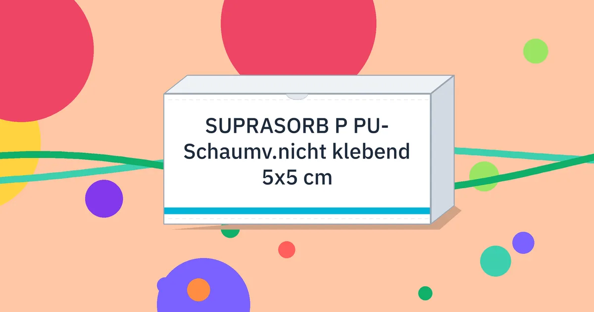 Symbolbild: Packung mit der Aufschrift SUPRASORB P PU-Schaumv.nicht klebend 5x5 cm (PZN 17240837) – Verfügbarkeit und Bezug in Apotheken in Frankfurt am Main