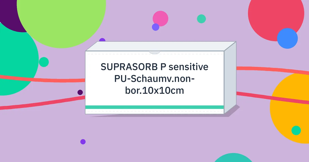 Symbolbild: Packung mit der Aufschrift SUPRASORB P sensitive PU-Schaumv.non-bor.10x10cm (PZN 16505498) – Verfügbarkeit und Bezug in Apotheken in Frankfurt am Main