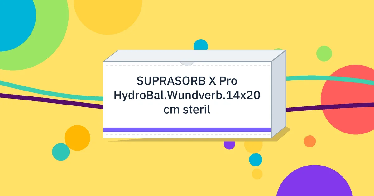 Symbolbild: Packung mit der Aufschrift SUPRASORB X Pro HydroBal.Wundverb.14x20 cm steril (PZN 20802753) – Verfügbarkeit und Bezug in Apotheken in Frankfurt am Main