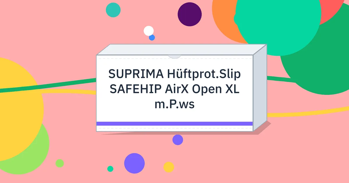 Symbolbild: Packung mit der Aufschrift SUPRIMA Hüftprot.Slip SAFEHIP AirX Open XL m.P.ws (PZN 13818400) – Verfügbarkeit und Bezug in Apotheken in Frankfurt am Main