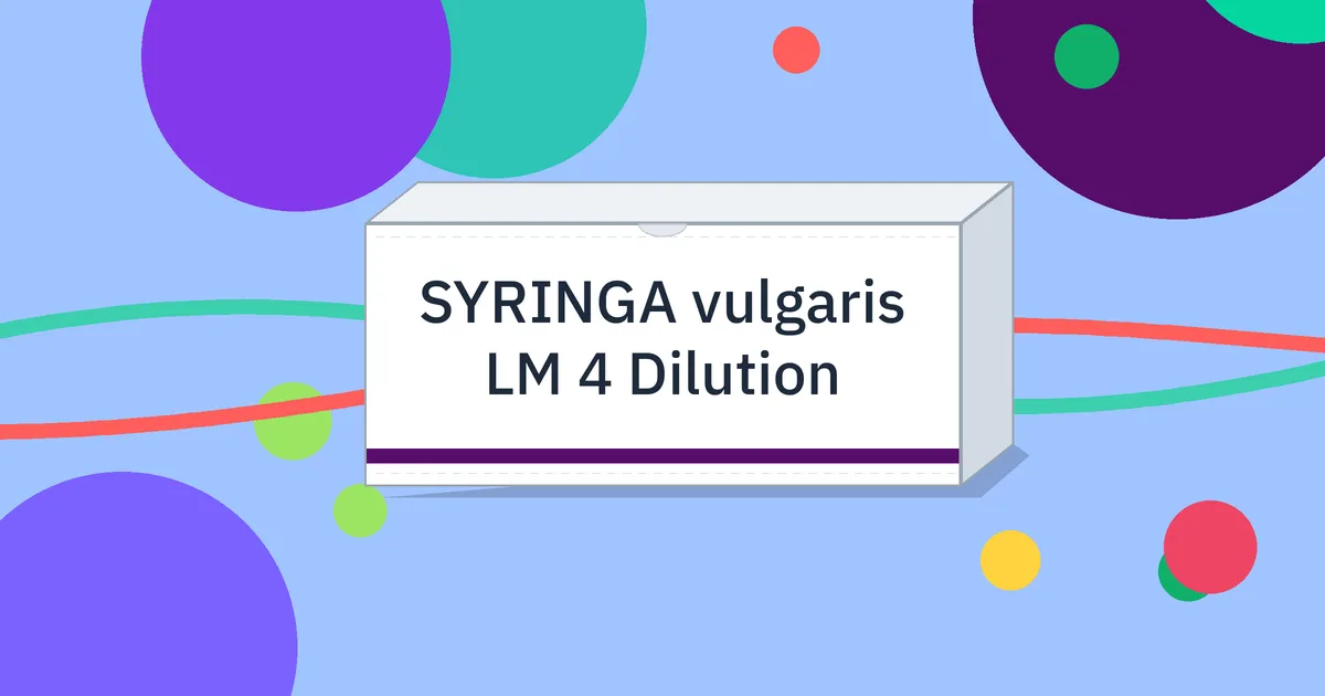 Symbolbild: Packung mit der Aufschrift SYRINGA vulgaris LM 4 Dilution (PZN 13685293) – Verfügbarkeit und Bezug in Apotheken in Frankfurt am Main