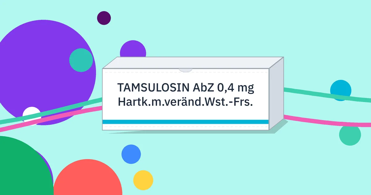 Symbolbild: Packung mit der Aufschrift TAMSULOSIN AbZ 0,4 mg Hartk.m.veränd.Wst.-Frs. (PZN 01804574) – Verfügbarkeit und Bezug in Apotheken in Frankfurt am Main