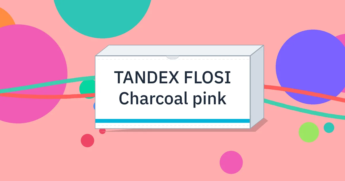Symbolbild: Packung mit der Aufschrift TANDEX FLOSI Charcoal pink (PZN 16502637) – Verfügbarkeit und Bezug in Apotheken in Frankfurt am Main