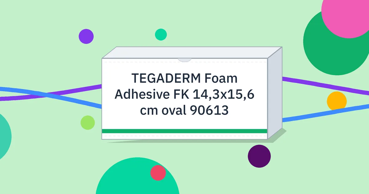 Symbolbild: Packung mit der Aufschrift TEGADERM Foam Adhesive FK 14,3x15,6 cm oval 90613 (PZN 14179988) – Verfügbarkeit und Bezug in Apotheken in Frankfurt am Main