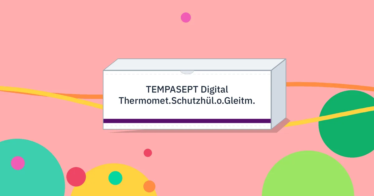 Symbolbild: Packung mit der Aufschrift TEMPASEPT Digital Thermomet.Schutzhül.o.Gleitm. (PZN 05542728) – Verfügbarkeit und Bezug in Apotheken in Frankfurt am Main