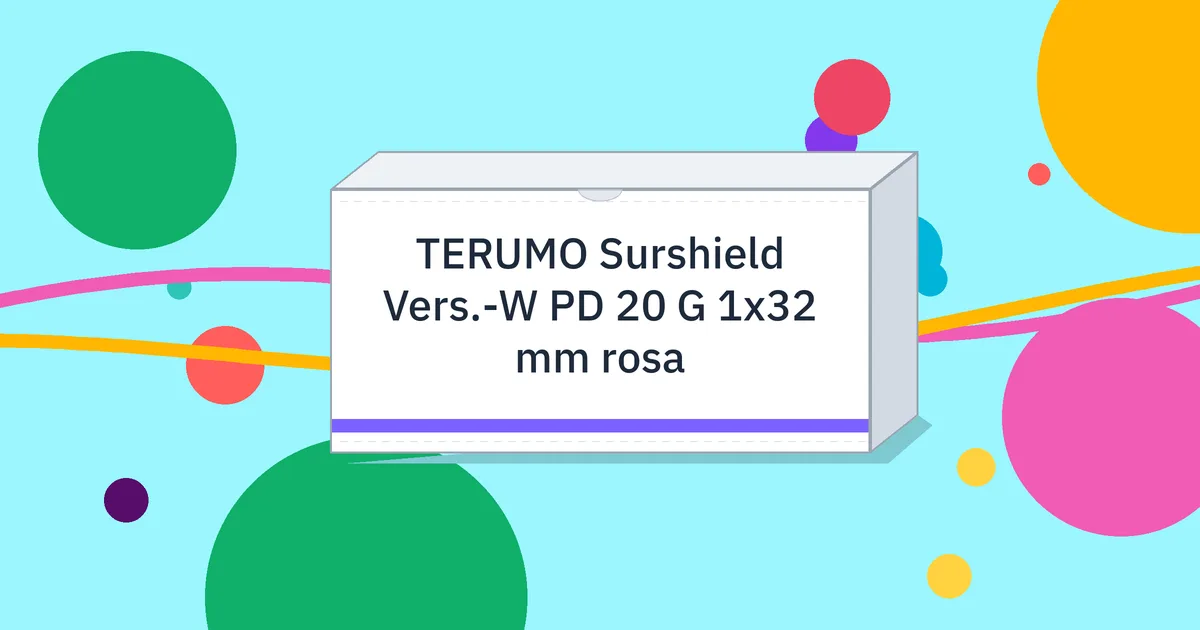 Symbolbild: Packung mit der Aufschrift TERUMO Surshield Vers.-W PD 20 G 1x32 mm rosa (PZN 17630834) – Verfügbarkeit und Bezug in Apotheken in Frankfurt am Main