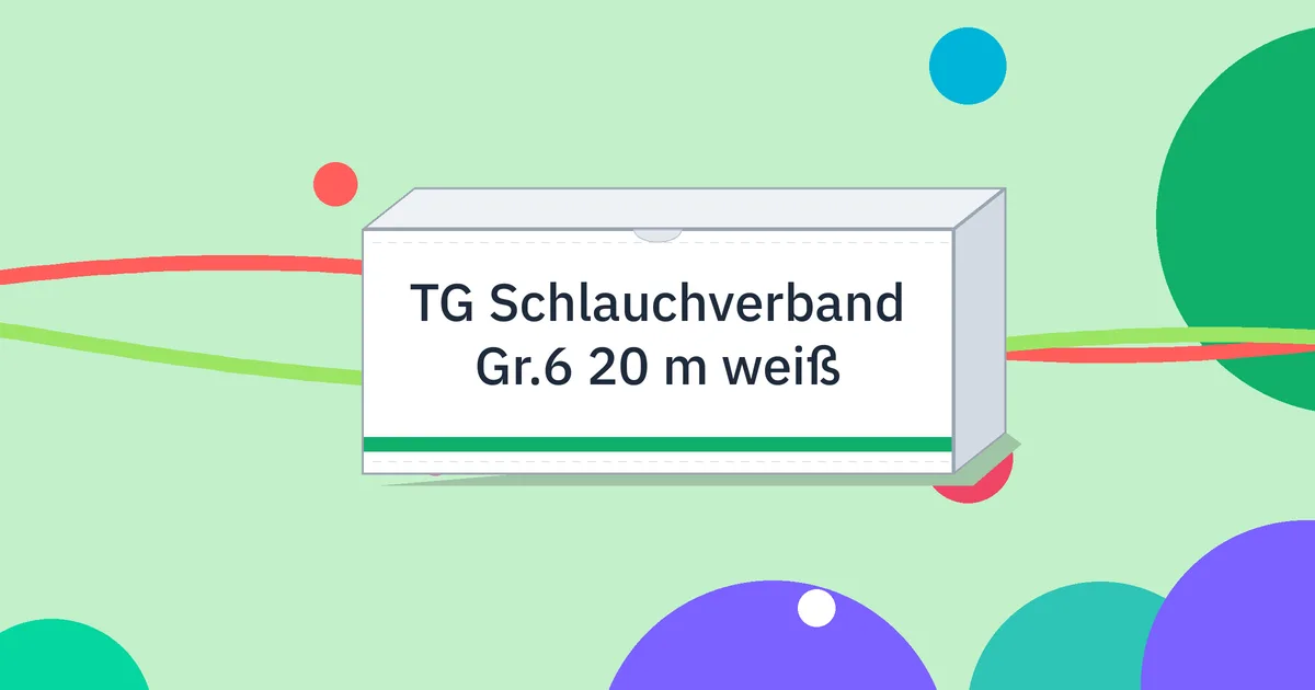 Symbolbild: Packung mit der Aufschrift TG Schlauchverband Gr.6 20 m weiß (PZN 01020281) – Verfügbarkeit und Bezug in Apotheken in Frankfurt am Main