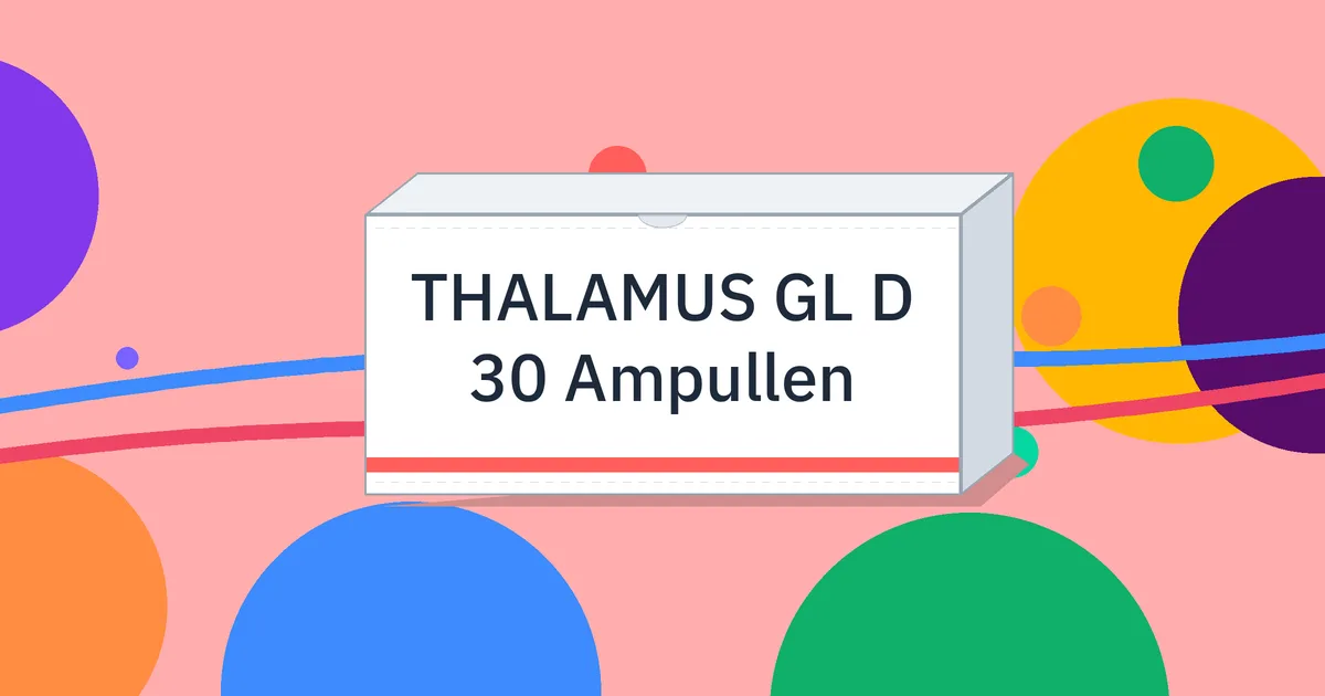 Symbolbild: Packung mit der Aufschrift THALAMUS GL D 30 Ampullen (PZN 03659389) – Verfügbarkeit und Bezug in Apotheken in Frankfurt am Main