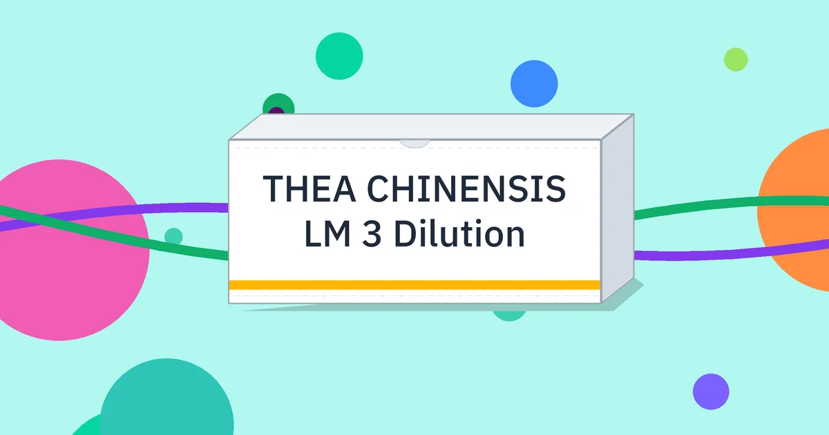 Symbolbild: Packung mit der Aufschrift THEA CHINENSIS LM 3 Dilution (PZN 13219177) – Verfügbarkeit und Bezug in Apotheken in Frankfurt am Main