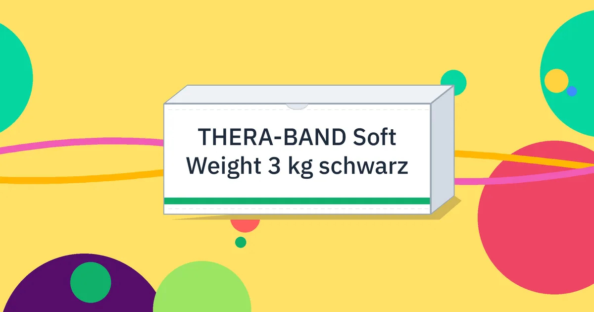 Symbolbild: Packung mit der Aufschrift THERA-BAND Soft Weight 3 kg schwarz (PZN 00511580) – Verfügbarkeit und Bezug in Apotheken in Frankfurt am Main
