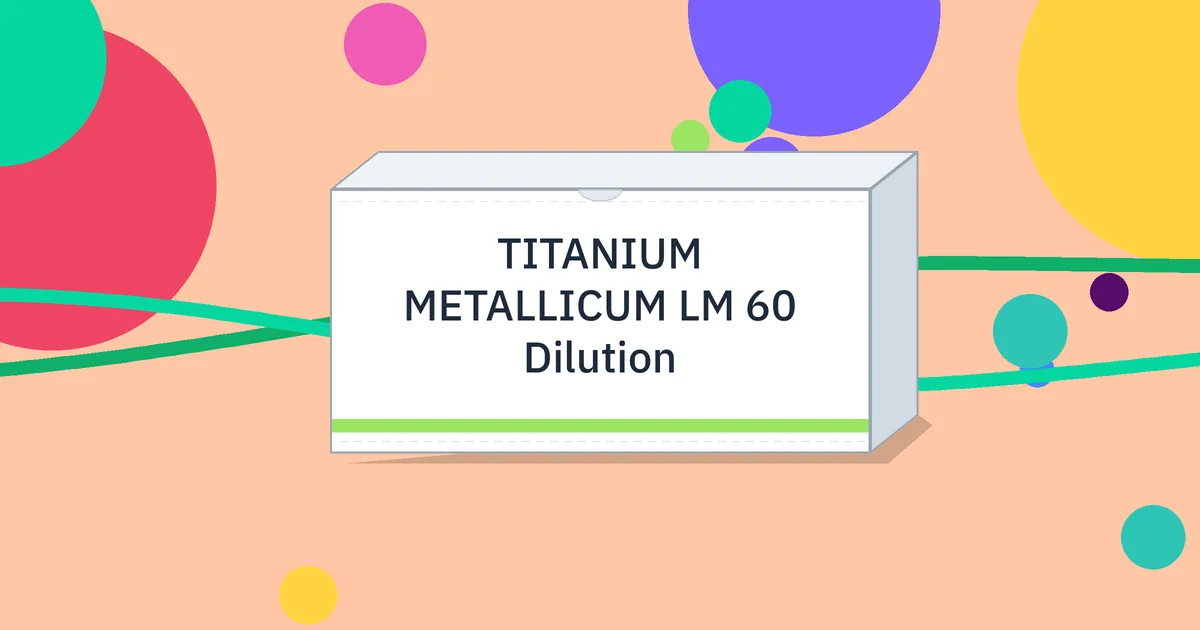 Symbolbild: Packung mit der Aufschrift TITANIUM METALLICUM LM 60 Dilution (PZN 13224586) – Verfügbarkeit und Bezug in Apotheken in Frankfurt am Main