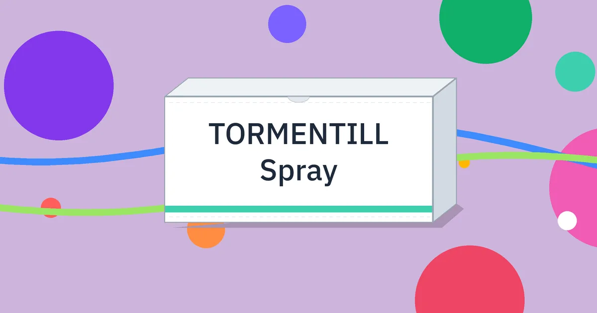 Symbolbild: Packung mit der Aufschrift TORMENTILL Spray (PZN 11713803) – Verfügbarkeit und Bezug in Apotheken in Frankfurt am Main