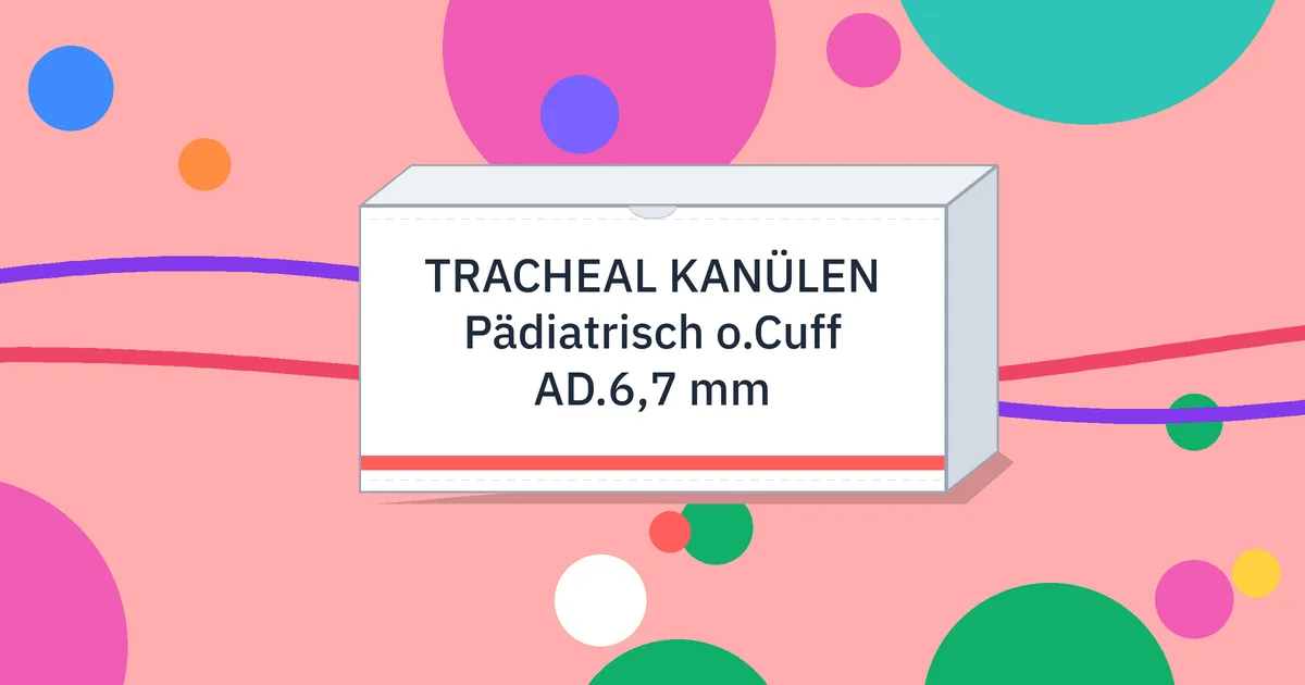 Symbolbild: Packung mit der Aufschrift TRACHEAL KANÜLEN Pädiatrisch o.Cuff AD.6,7 mm (PZN 09217356) – Verfügbarkeit und Bezug in Apotheken in Frankfurt am Main