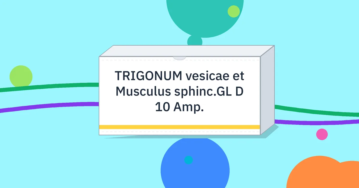 Symbolbild: Packung mit der Aufschrift TRIGONUM vesicae et Musculus sphinc.GL D 10 Amp. (PZN 03661185) – Verfügbarkeit und Bezug in Apotheken in Frankfurt am Main