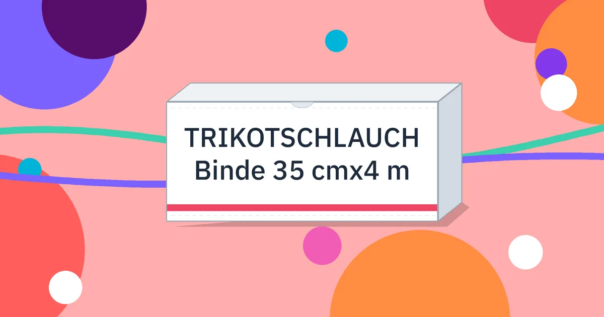 Symbolbild: Packung mit der Aufschrift TRIKOTSCHLAUCH Binde 35 cmx4 m (PZN 01721109) – Verfügbarkeit und Bezug in Apotheken in Frankfurt am Main