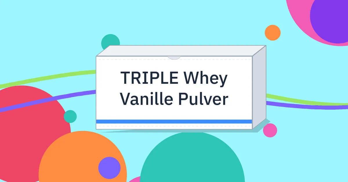 Symbolbild: Packung mit der Aufschrift TRIPLE Whey Vanille Pulver (PZN 10534435) – Verfügbarkeit und Bezug in Apotheken in Frankfurt am Main