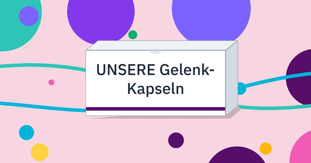 Symbolbild: Packung mit der Aufschrift UNSERE Gelenk-Kapseln (PZN 12900111) – Verfügbarkeit und Bezug in Apotheken in Frankfurt am Main