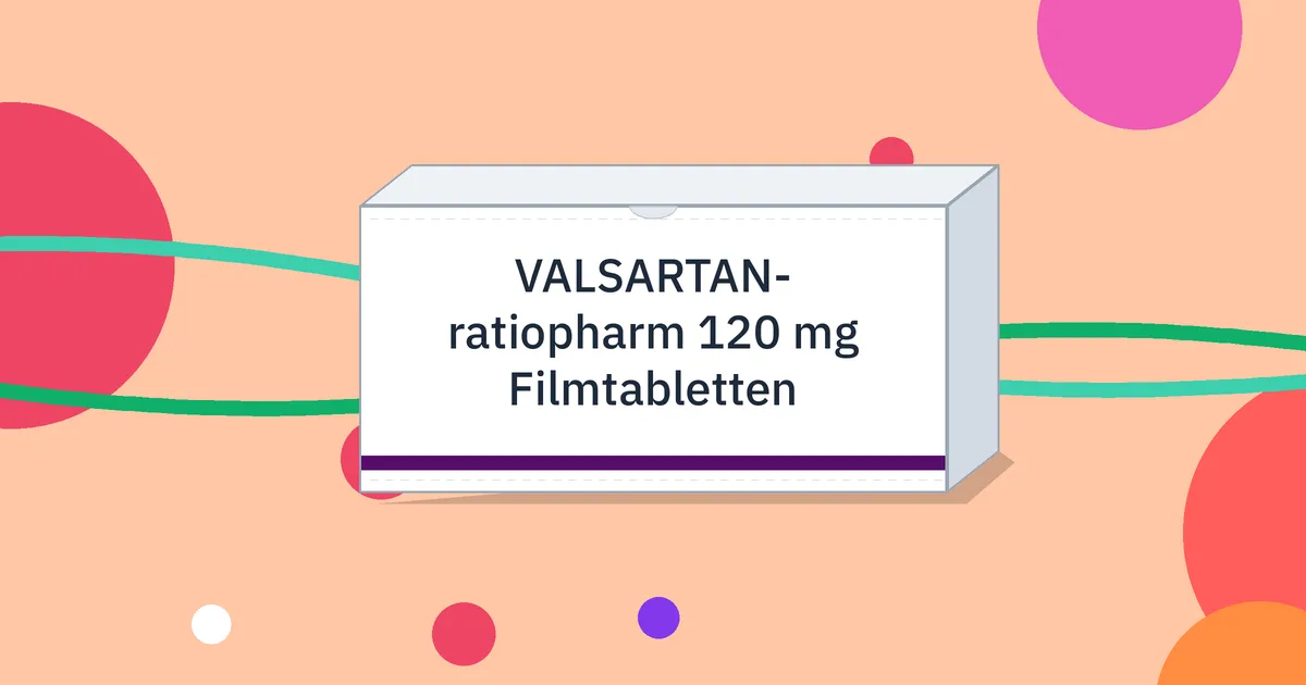 Symbolbild: Packung mit der Aufschrift VALSARTAN-ratiopharm 120 mg Filmtabletten (PZN 06906339) – Verfügbarkeit und Bezug in Apotheken in Frankfurt am Main