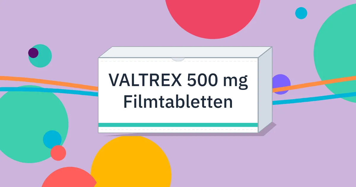 Symbolbild: Packung mit der Aufschrift VALTREX 500 mg Filmtabletten (PZN 00506656) – Verfügbarkeit und Bezug in Apotheken in Frankfurt am Main