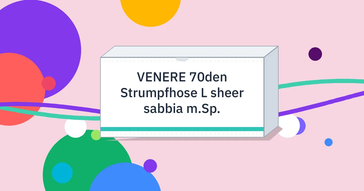 Symbolbild: Packung mit der Aufschrift VENERE 70den Strumpfhose L sheer sabbia m.Sp. (PZN 16172683) – Verfügbarkeit und Bezug in Apotheken in Frankfurt am Main
