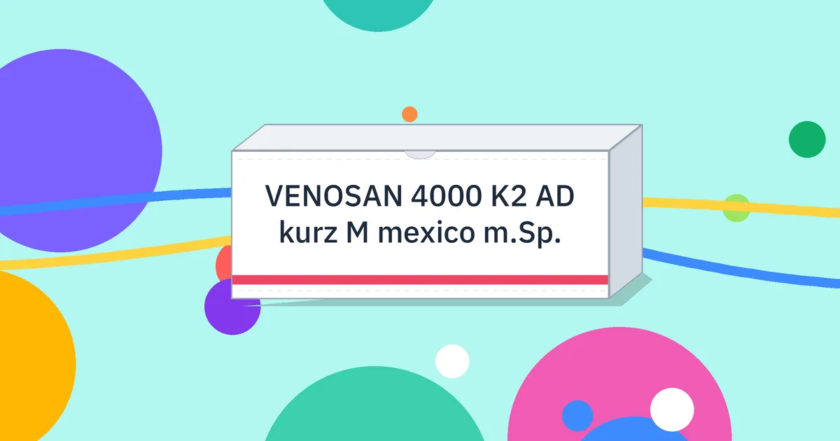 Symbolbild: Packung mit der Aufschrift VENOSAN 4000 K2 AD kurz M mexico m.Sp. (PZN 14423891) – Verfügbarkeit und Bezug in Apotheken in Frankfurt am Main