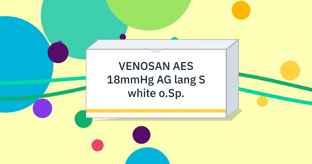 Symbolbild: Packung mit der Aufschrift VENOSAN AES 18mmHg AG lang S white o.Sp. (PZN 15323269) – Verfügbarkeit und Bezug in Apotheken in Frankfurt am Main