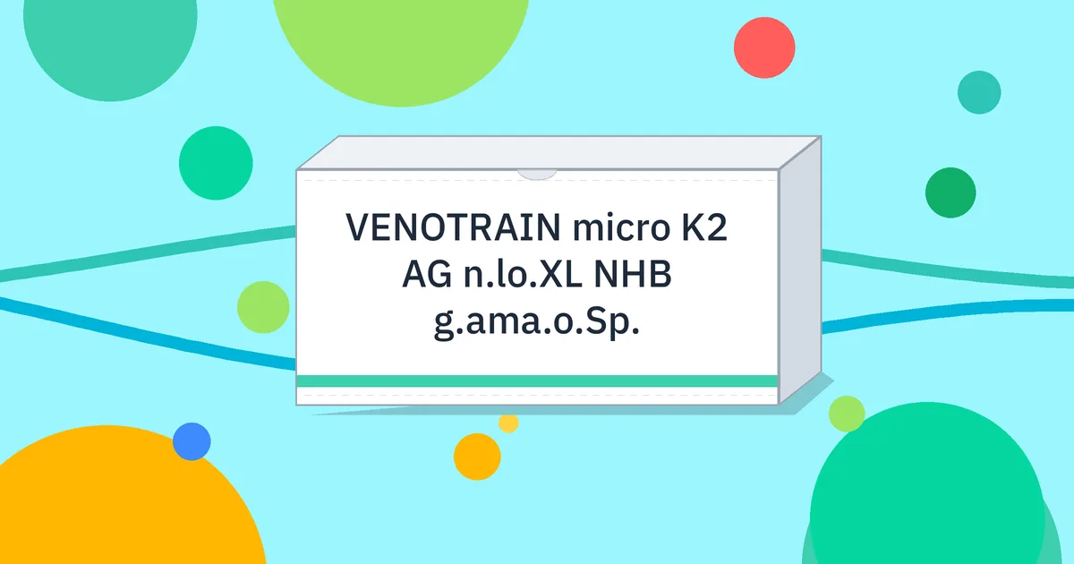 Symbolbild: Packung mit der Aufschrift VENOTRAIN micro K2 AG n.lo.XL NHB g.ama.o.Sp. (PZN 05999936) – Verfügbarkeit und Bezug in Apotheken in Frankfurt am Main