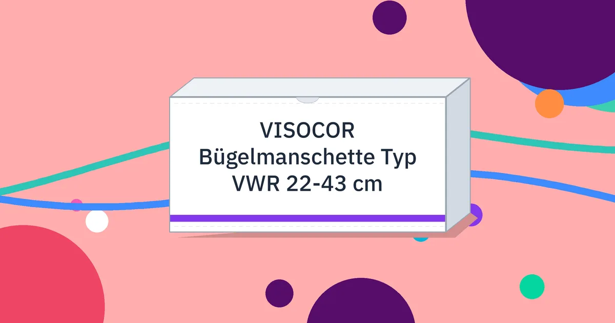 Symbolbild: Packung mit der Aufschrift VISOCOR Bügelmanschette Typ VWR 22-43 cm (PZN 11312027) – Verfügbarkeit und Bezug in Apotheken in Frankfurt am Main