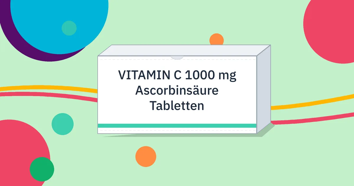 Symbolbild: Packung mit der Aufschrift VITAMIN C 1000 mg Ascorbinsäure Tabletten (PZN 17965960) – Verfügbarkeit und Bezug in Apotheken in Frankfurt am Main