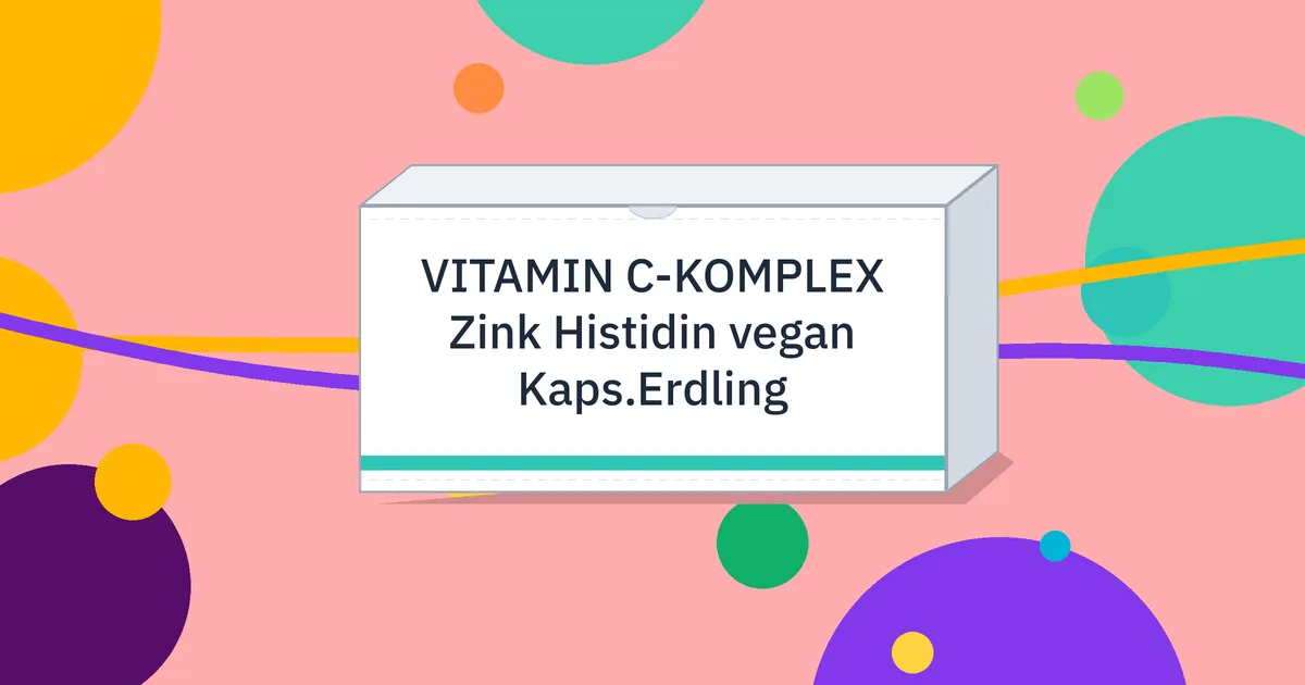 Symbolbild: Packung mit der Aufschrift VITAMIN C-KOMPLEX Zink Histidin vegan Kaps.Erdling (PZN 18206073) – Verfügbarkeit und Bezug in Apotheken in Frankfurt am Main