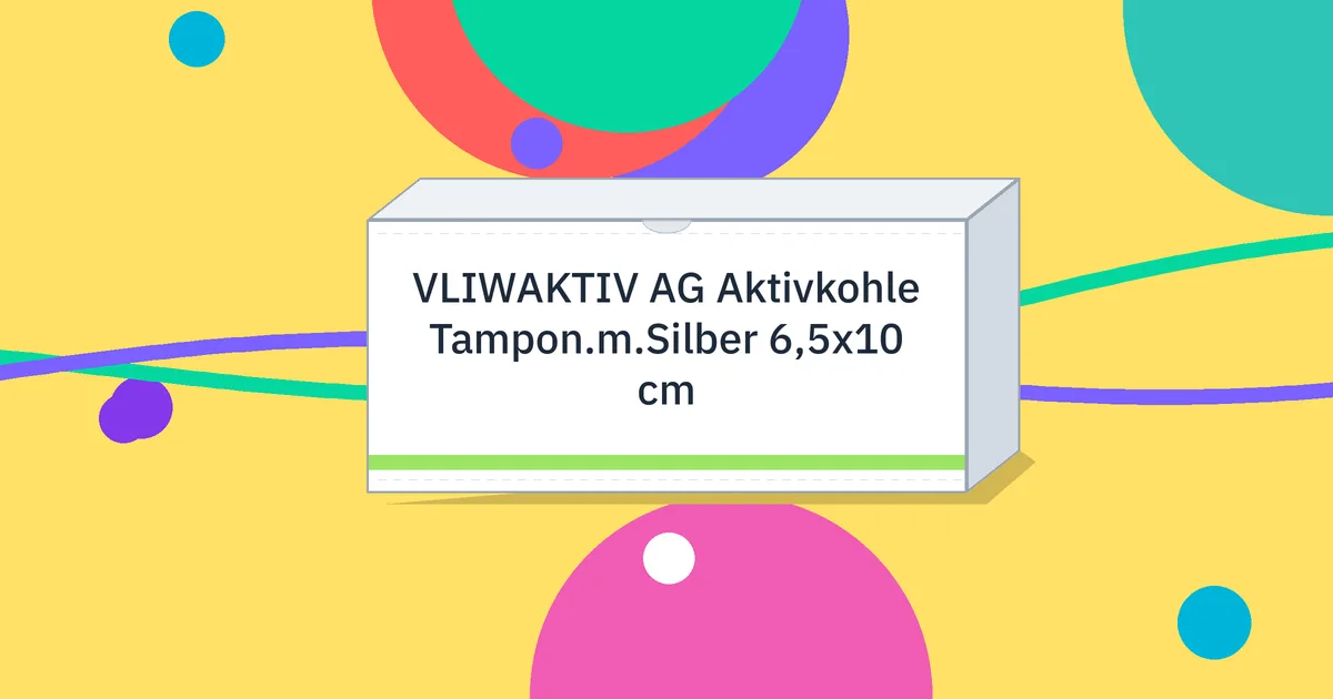 Symbolbild: Packung mit der Aufschrift VLIWAKTIV AG Aktivkohle Tampon.m.Silber 6,5x10 cm (PZN 15431303) – Verfügbarkeit und Bezug in Apotheken in Frankfurt am Main