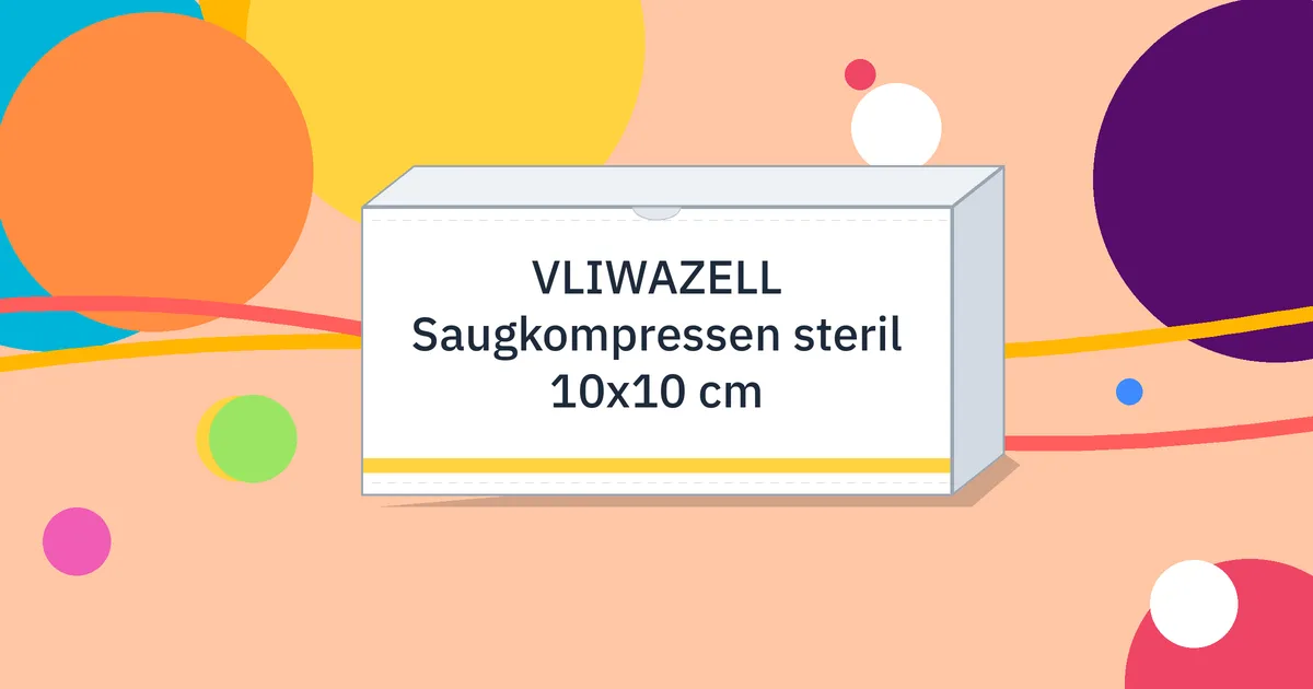 Symbolbild: Packung mit der Aufschrift VLIWAZELL Saugkompressen steril 10x10 cm (PZN 19068199) – Verfügbarkeit und Bezug in Apotheken in Frankfurt am Main