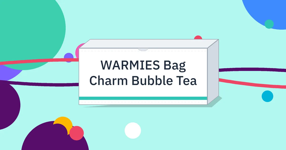 Symbolbild: Packung mit der Aufschrift WARMIES Bag Charm Bubble Tea (PZN 20185935) – Verfügbarkeit und Bezug in Apotheken in Frankfurt am Main