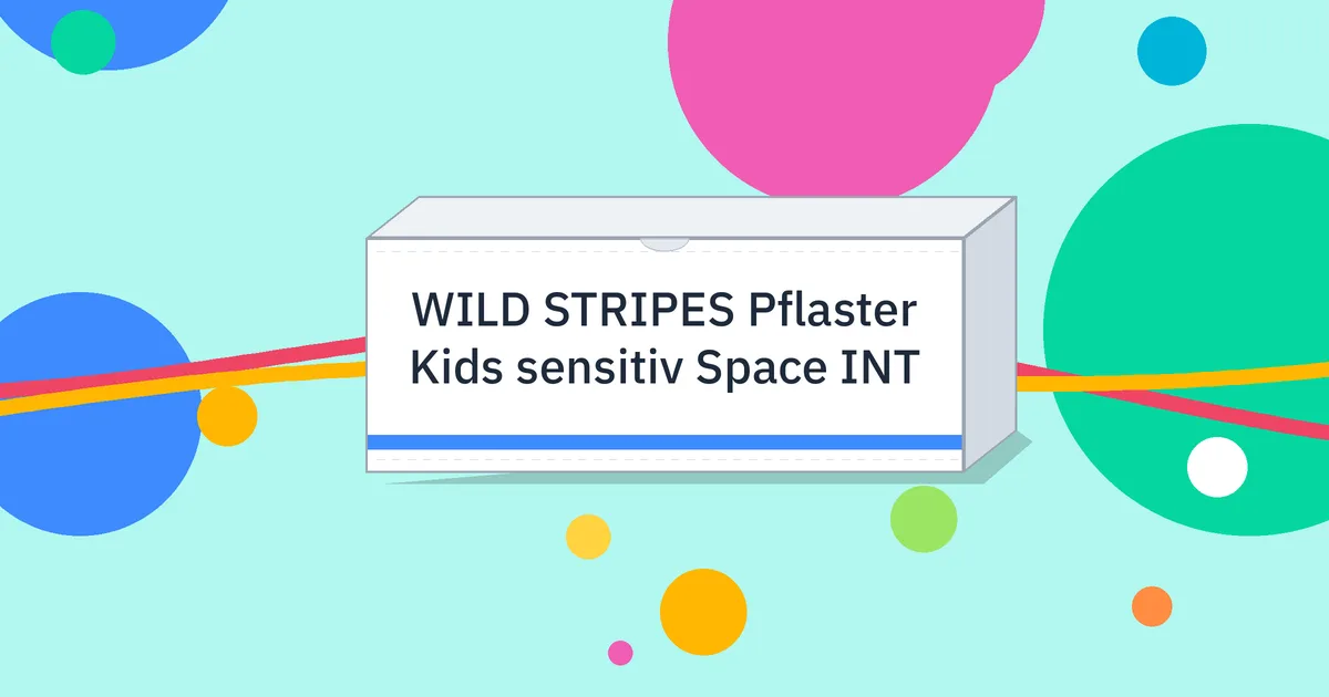 Symbolbild: Packung mit der Aufschrift WILD STRIPES Pflaster Kids sensitiv Space INT (PZN 19175771) – Verfügbarkeit und Bezug in Apotheken in Frankfurt am Main