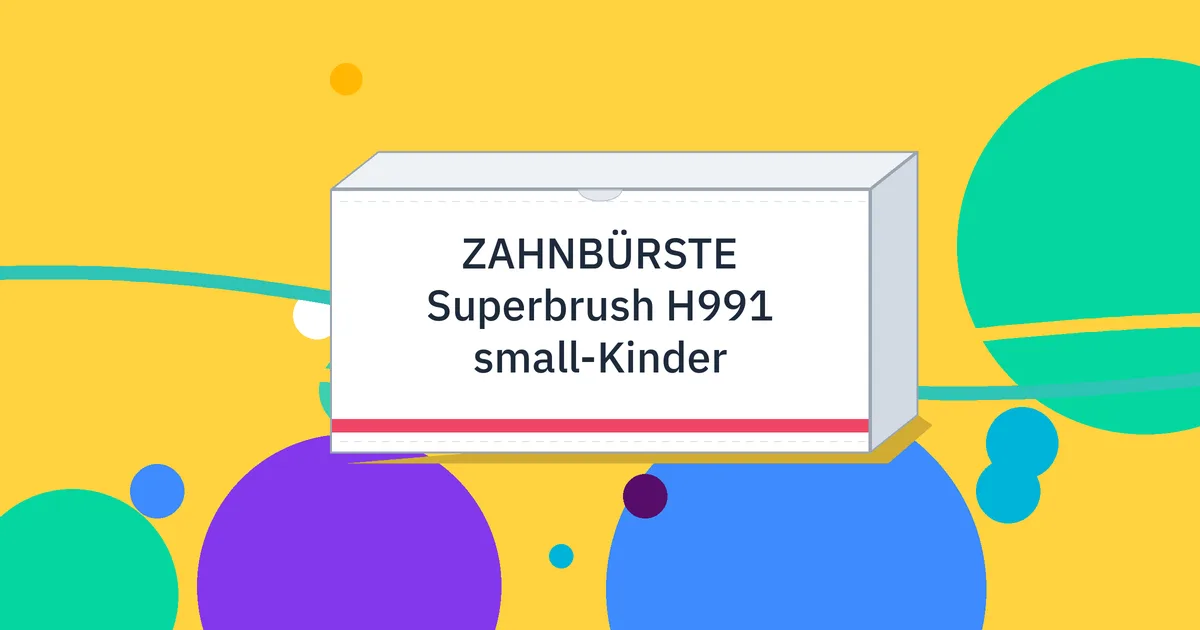 Symbolbild: Packung mit der Aufschrift ZAHNBÜRSTE Superbrush H991 small-Kinder (PZN 08519776) – Verfügbarkeit und Bezug in Apotheken in Frankfurt am Main