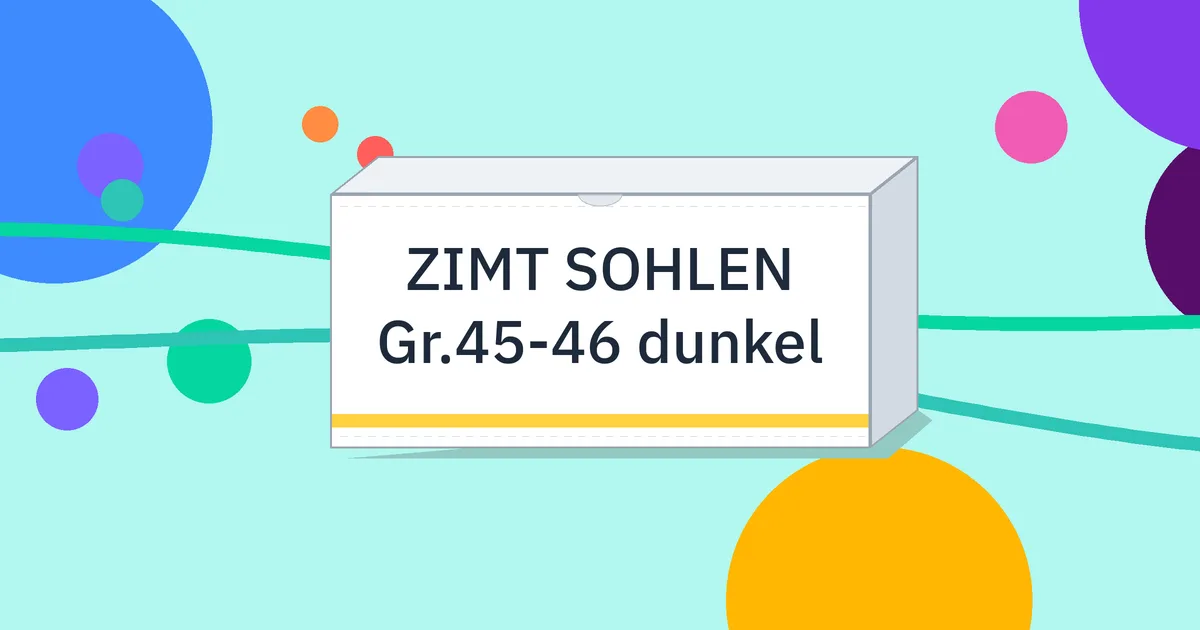 Symbolbild: Packung mit der Aufschrift ZIMT SOHLEN Gr.45-46 dunkel (PZN 01436604) – Verfügbarkeit und Bezug in Apotheken in Frankfurt am Main