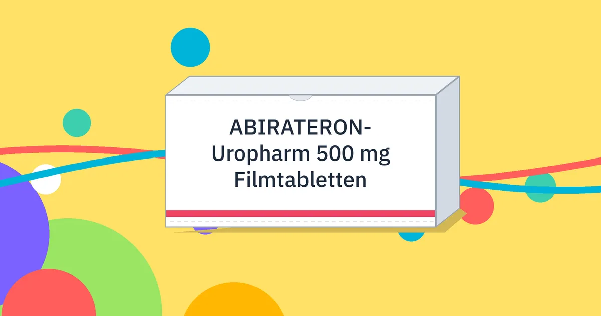 Symbolbild: Packung mit der Aufschrift ABIRATERON-Uropharm 500 mg Filmtabletten (PZN 19858122) – Verfügbarkeit und Bezug in Apotheken in Frankfurt am Main