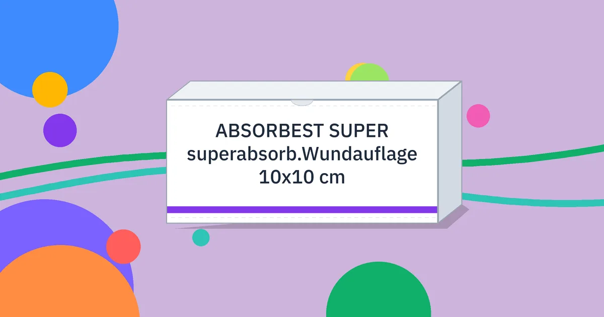 Symbolbild: Packung mit der Aufschrift ABSORBEST SUPER superabsorb.Wundauflage 10x10 cm (PZN 19206187) – Verfügbarkeit und Bezug in Apotheken in Frankfurt am Main