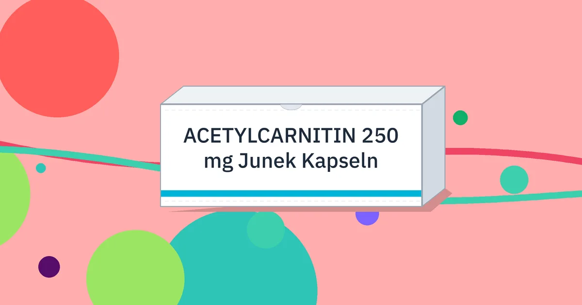 Symbolbild: Packung mit der Aufschrift ACETYLCARNITIN 250 mg Junek Kapseln (PZN 01089114) – Verfügbarkeit und Bezug in Apotheken in Frankfurt am Main