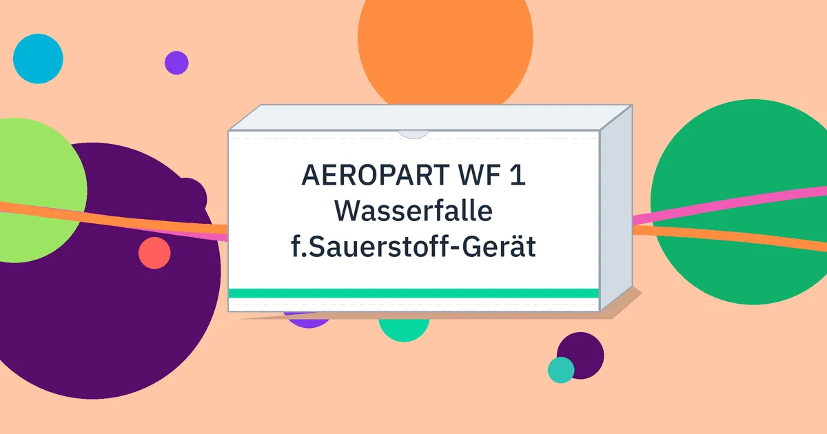 Symbolbild: Packung mit der Aufschrift AEROPART WF 1 Wasserfalle f.Sauerstoff-Gerät (PZN 01075773) – Verfügbarkeit und Bezug in Apotheken in Frankfurt am Main