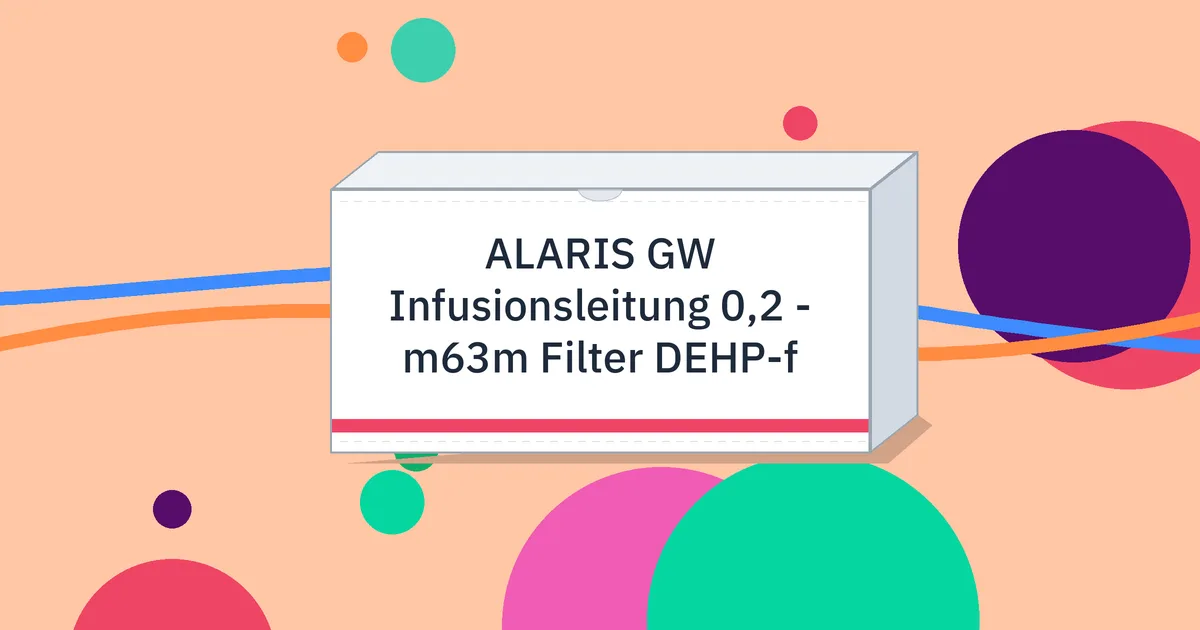 Symbolbild: Packung mit der Aufschrift ALARIS GW Infusionsleitung 0,2 -m63m Filter DEHP-f (PZN 12506779) – Verfügbarkeit und Bezug in Apotheken in Frankfurt am Main