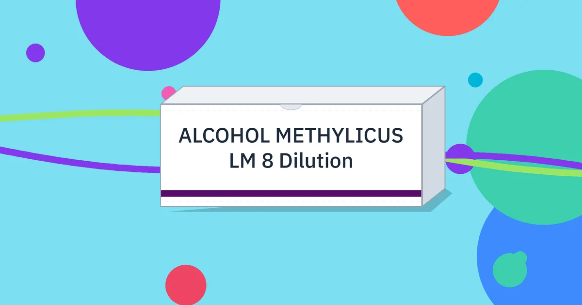 Symbolbild: Packung mit der Aufschrift ALCOHOL METHYLICUS LM 8 Dilution (PZN 13309182) – Verfügbarkeit und Bezug in Apotheken in Frankfurt am Main
