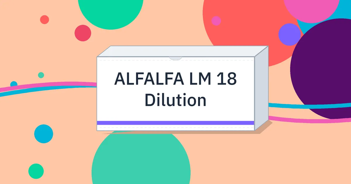 Symbolbild: Packung mit der Aufschrift ALFALFA LM 18 Dilution (PZN 13310239) – Verfügbarkeit und Bezug in Apotheken in Frankfurt am Main