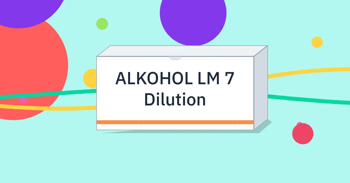 Symbolbild: Packung mit der Aufschrift ALKOHOL LM 7 Dilution (PZN 13311003) – Verfügbarkeit und Bezug in Apotheken in Frankfurt am Main