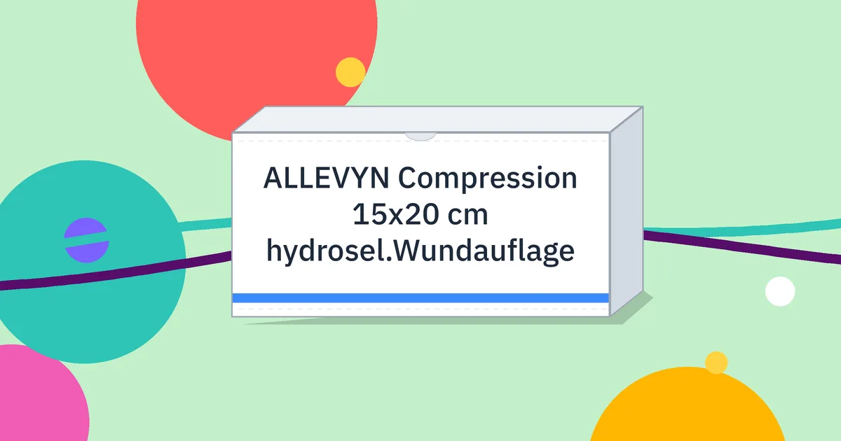 Symbolbild: Packung mit der Aufschrift ALLEVYN Compression 15x20 cm hydrosel.Wundauflage (PZN 04572673) – Verfügbarkeit und Bezug in Apotheken in Frankfurt am Main