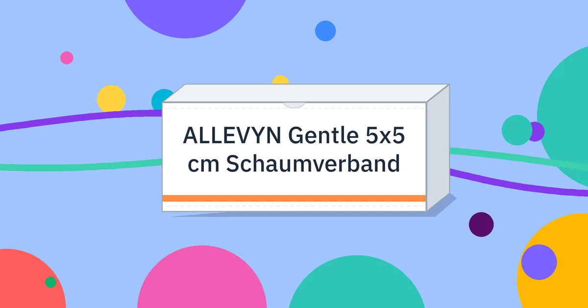 Symbolbild: Packung mit der Aufschrift ALLEVYN Gentle 5x5 cm Schaumverband (PZN 12600219) – Verfügbarkeit und Bezug in Apotheken in Frankfurt am Main