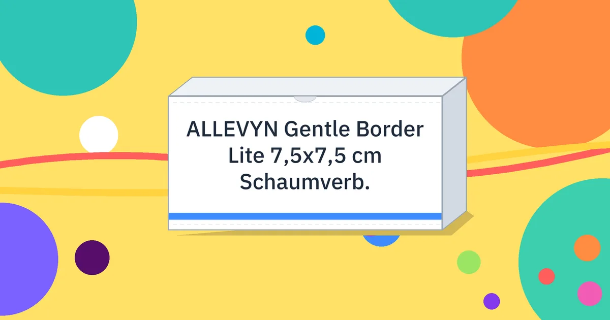 Symbolbild: Packung mit der Aufschrift ALLEVYN Gentle Border Lite 7,5x7,5 cm Schaumverb. (PZN 18051328) – Verfügbarkeit und Bezug in Apotheken in Frankfurt am Main